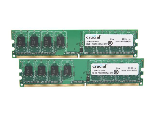 Crucial 2GB (2 x 1GB) 240-Pin DDR2 SDRAM DDR2 1066 (PC2 8500) Dual ...