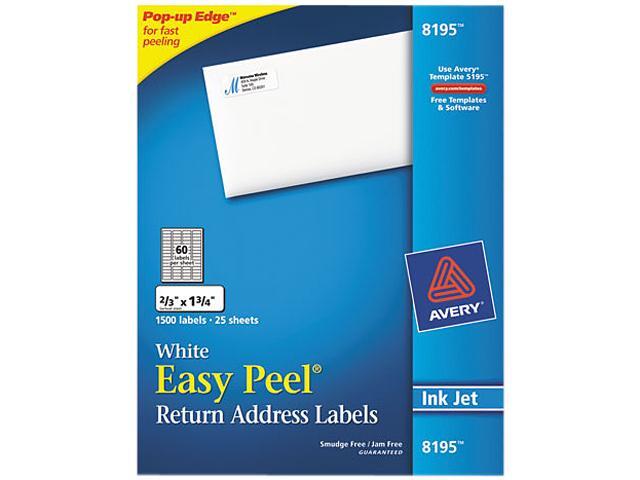 Avery 8195 Easy Peel Return Address Label 1 75 Width X 0 66 Length 