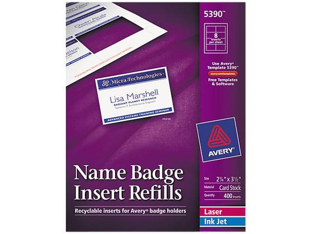 Avery 5390 Additional White Laser Inkjet Inserts 2 1 4 X 3 1 2 White 