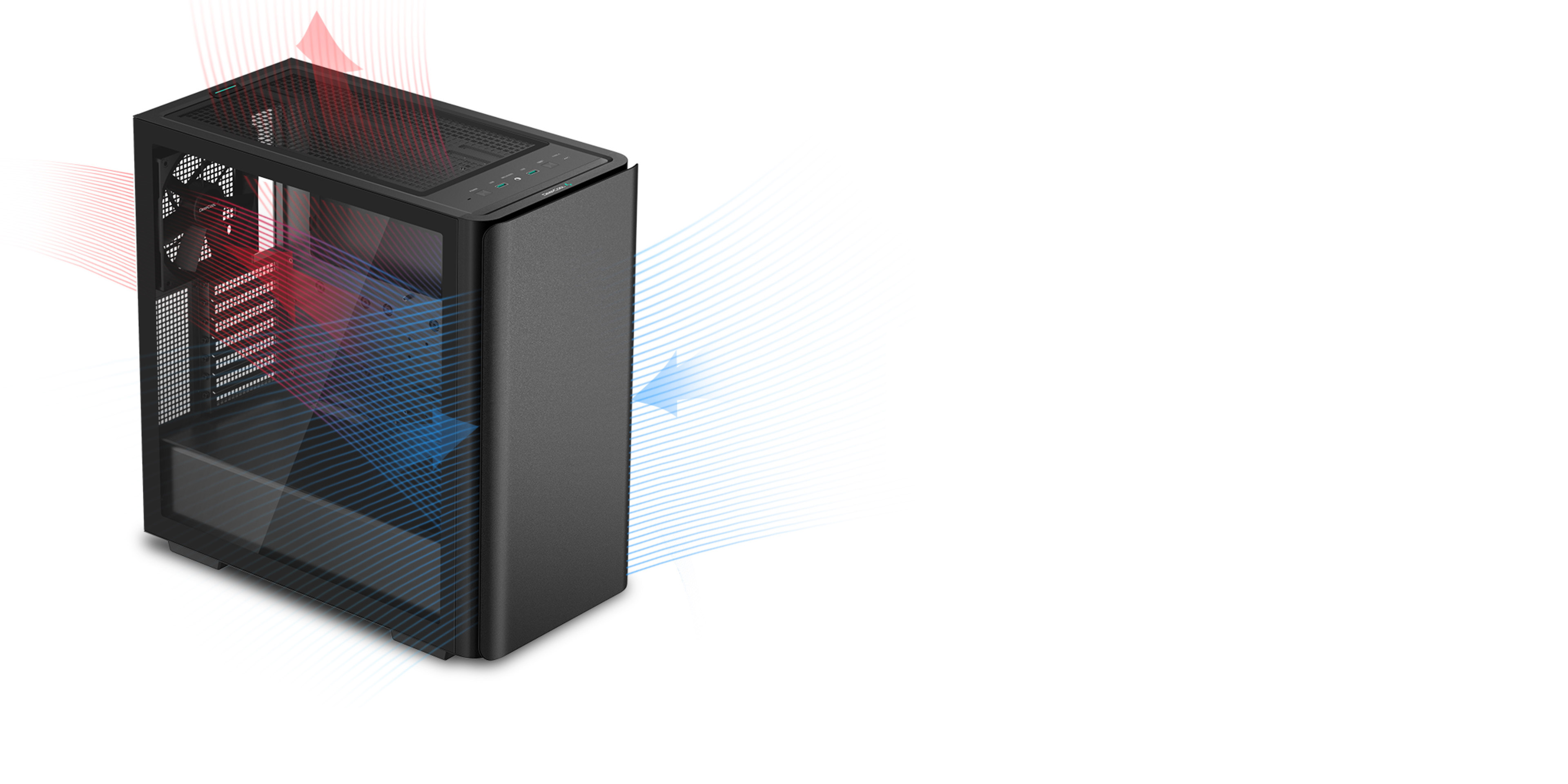 DeepCool CK500 Mid-Tower ATX Case, Full-Size Tempered Glass Window, Two ...