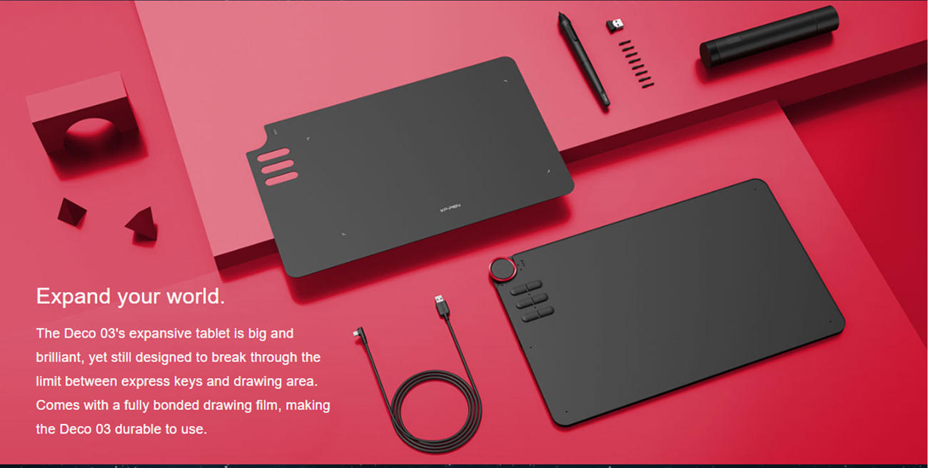 XP-PEN Deco 03 Wireless 2.4G Digital Graphics Drawing Tablet Drawing ...