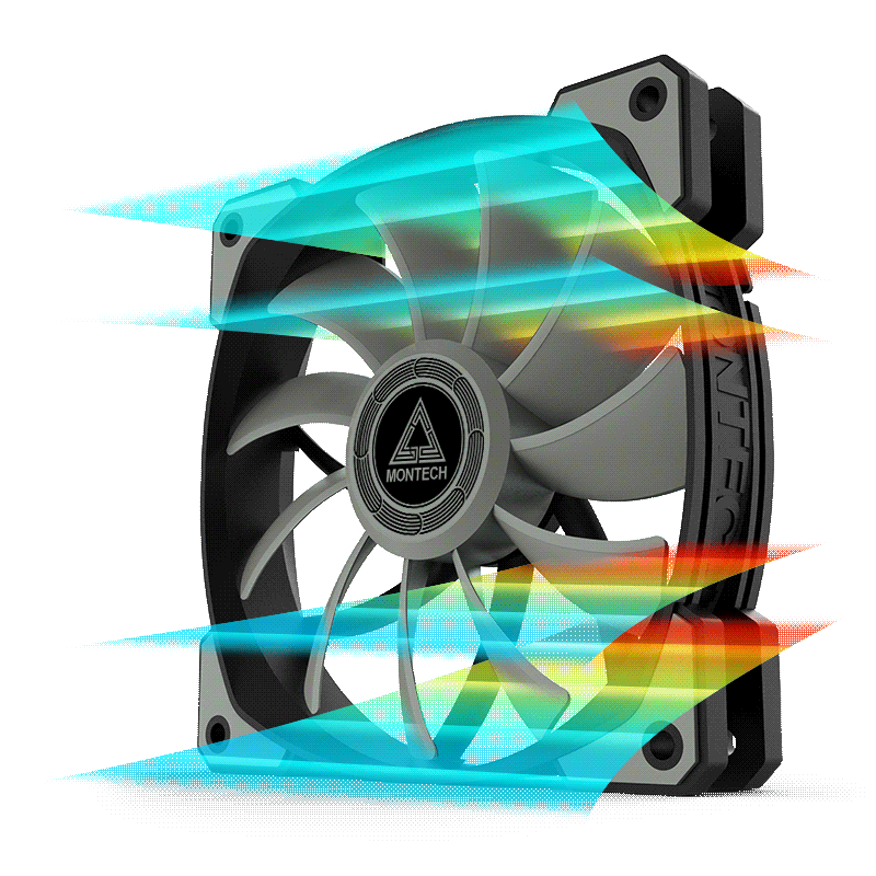 Montech Air Fan P120, 120mm Fan 2 in 1, 4Pin PWM, Durable Low Noise FDB ...