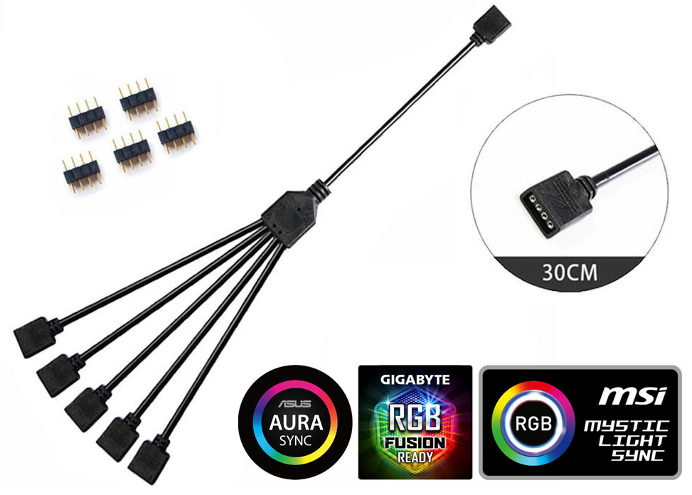 EnLabs 2 Pack 1-to-5 4 Pins RGB Splitter Y Cable,LED Strip RGB Case ...