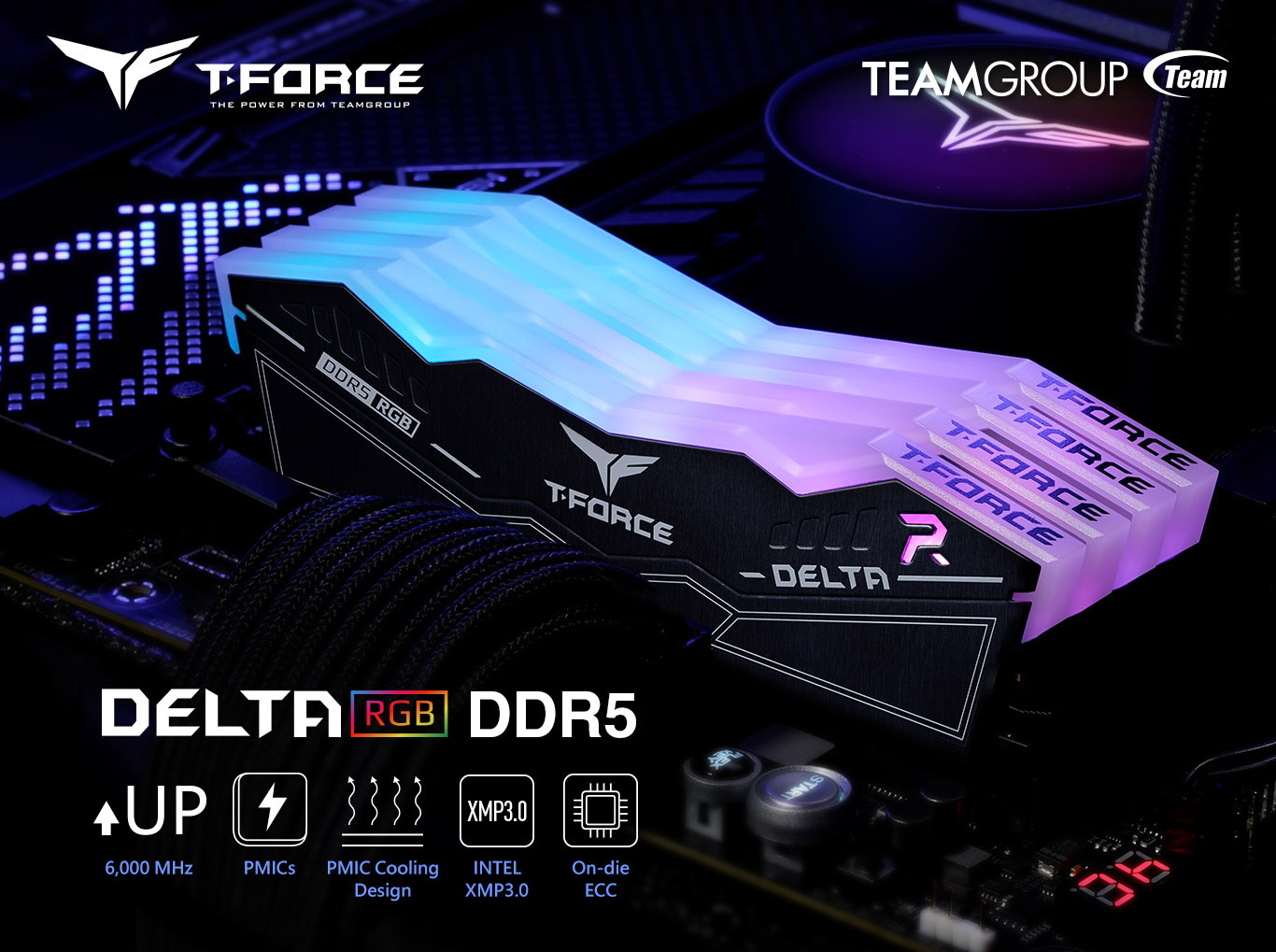 Team T-Force Delta RGB 32GB (2 x 16GB) 288-Pin PC RAM DDR5 6000 (PC5 ...