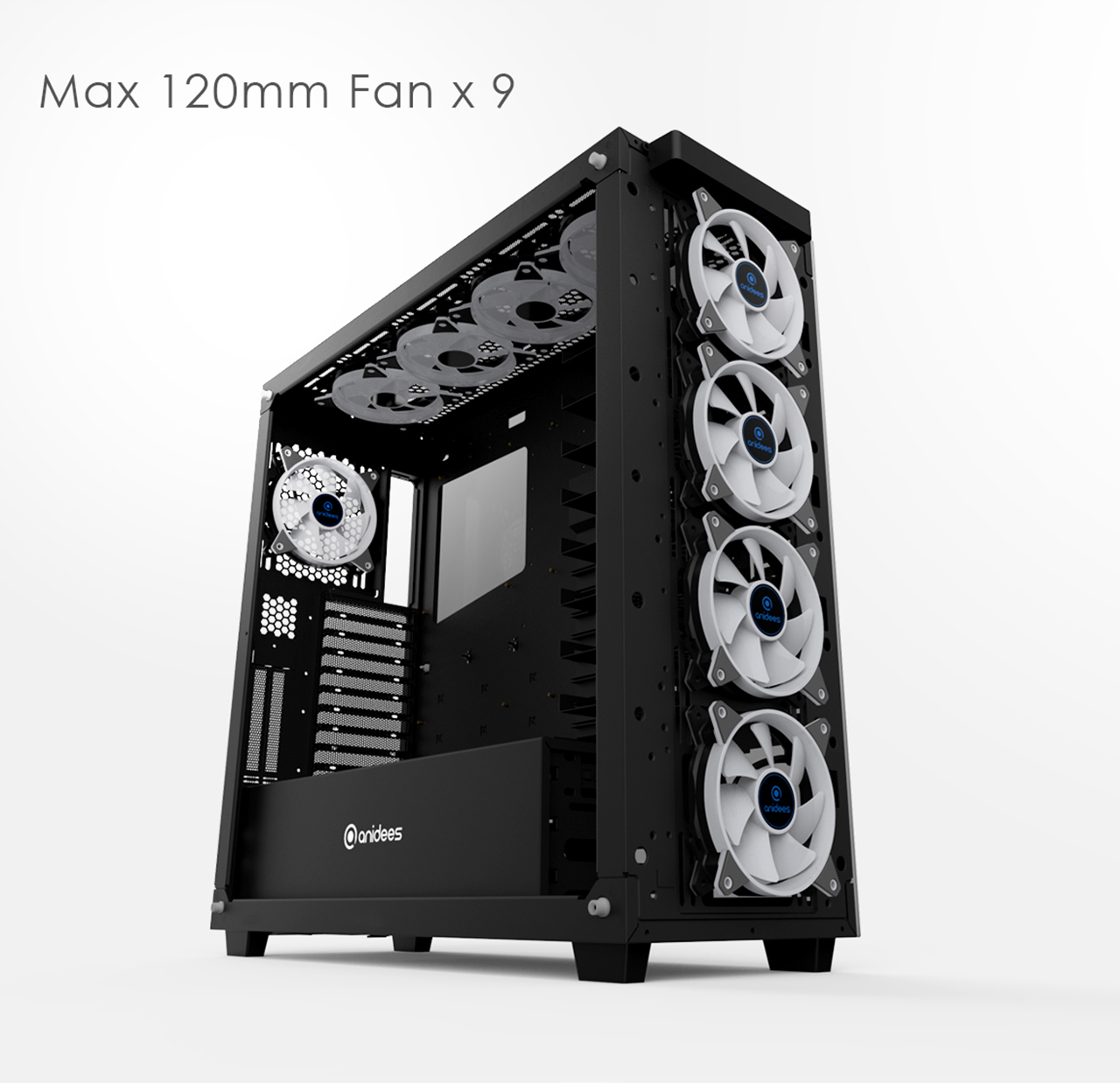 anidees AI Crystal XL AR V2 Tempered Glass Full Tower ATX Case with 5 ...