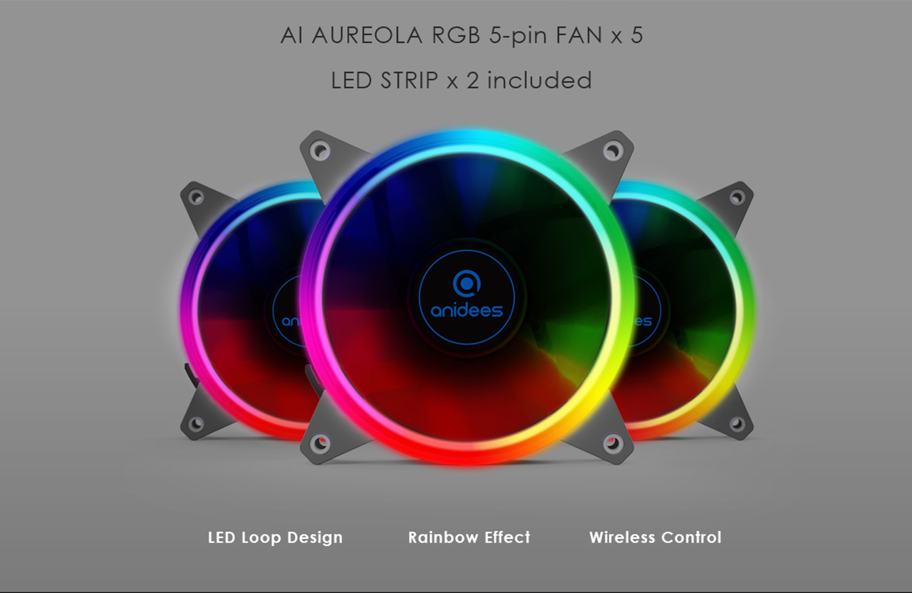 anidees AI Crystal XL AR V2 Tempered Glass Full Tower ATX Case with 5 ...