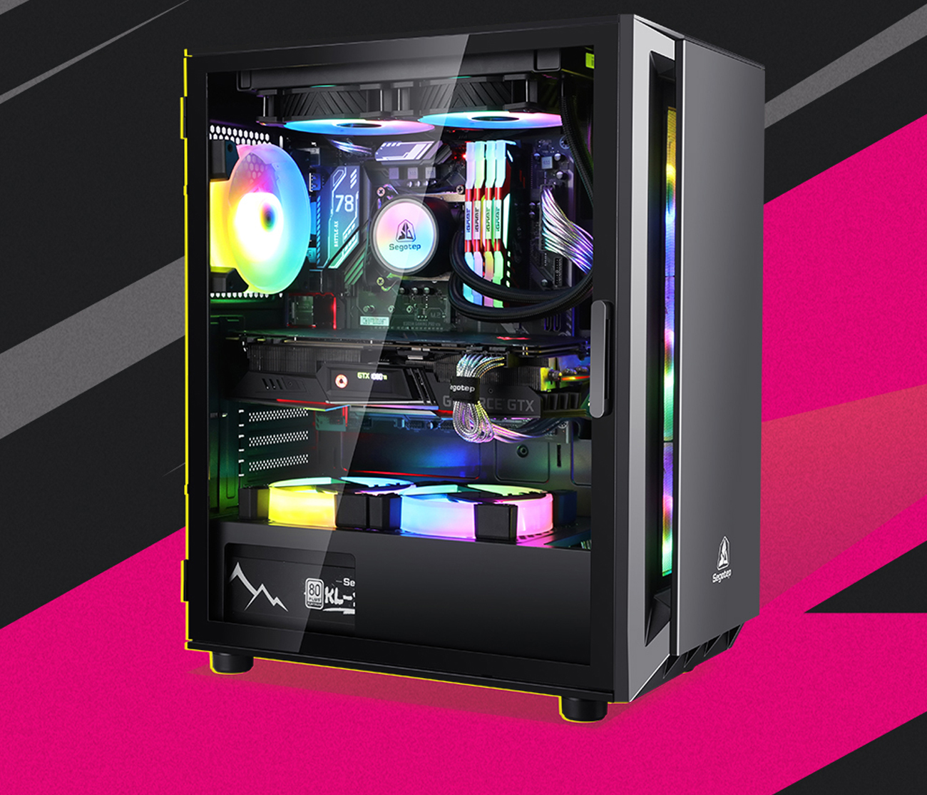 Segotep GANK 5 ATX Micro-ATX, MINI-ITX Mid Case USB3.0 Port, 1.0mm SPCC ...