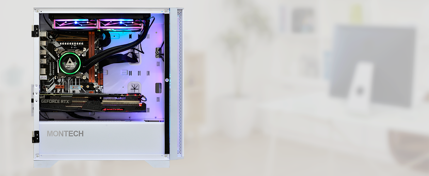 Montech AIR 100 ARGB MICRO-ATX Tower with Four ARGB Fans Pre Installed ...