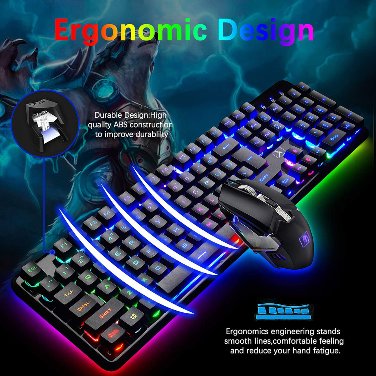 Wireless Gaming Keyboard Mouse Combo 2400DPI Gaming Mouse - Newegg.com