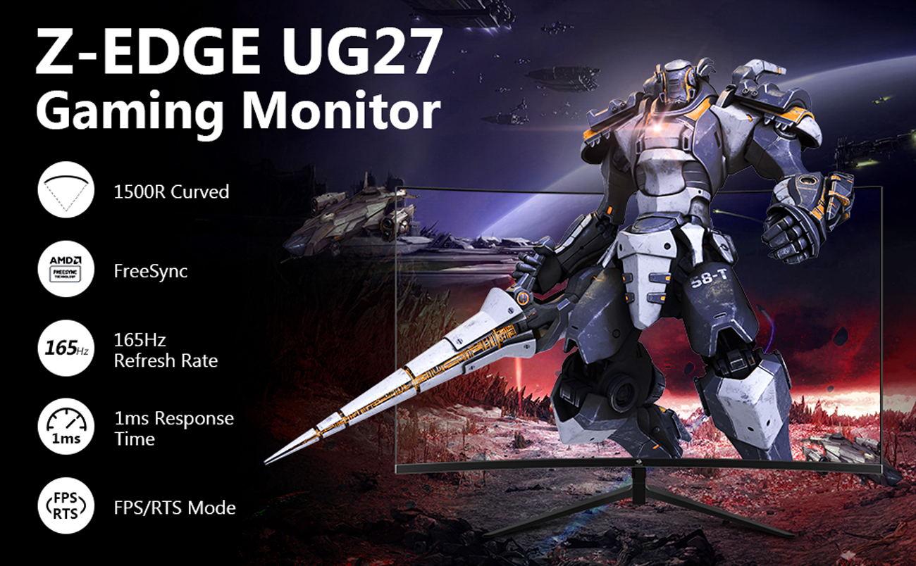 Z-EDGE UG27 27" 1080P Full HD 1920x1080 1ms (MPRT) 165Hz Refresh Rate ...