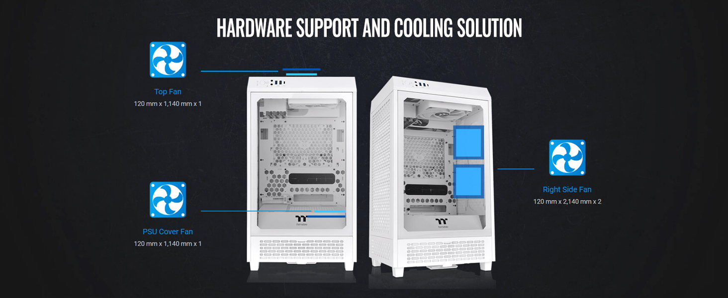 Thermaltake Tower 200 Snow Mini-ITX Computer Case; 2x140mm Pre ...