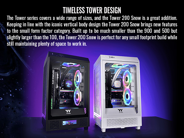 Thermaltake Tower 200 Snow Mini-ITX Computer Case; 2x140mm Pre ...
