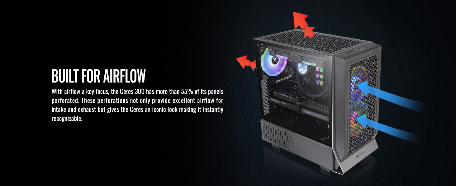 Thermaltake Ceres 300 Black Mid Tower E-ATX Computer Case With Tempered ...