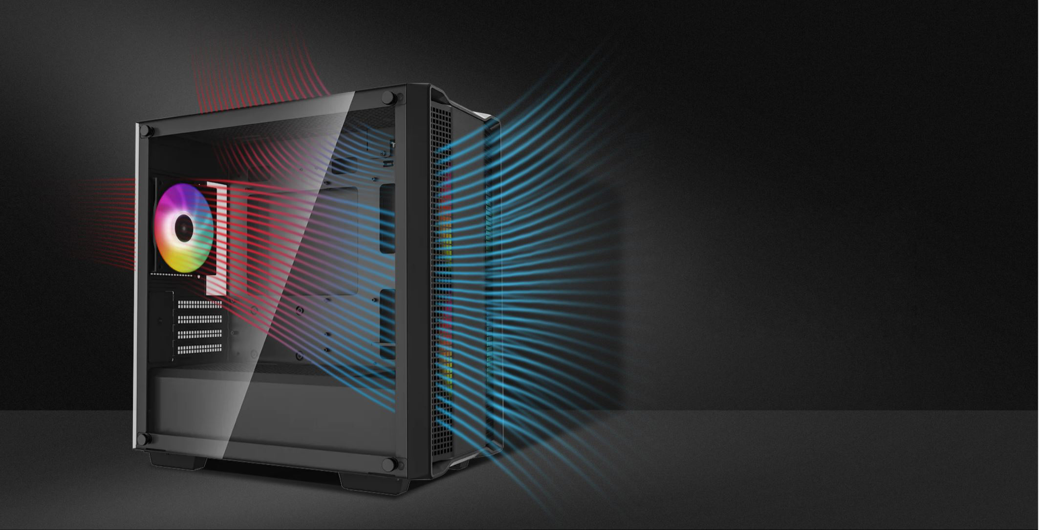 DeepCool CC360 ARGB M-ATX Airflow case, 3x Pre-Installed 120mm ARGB ...