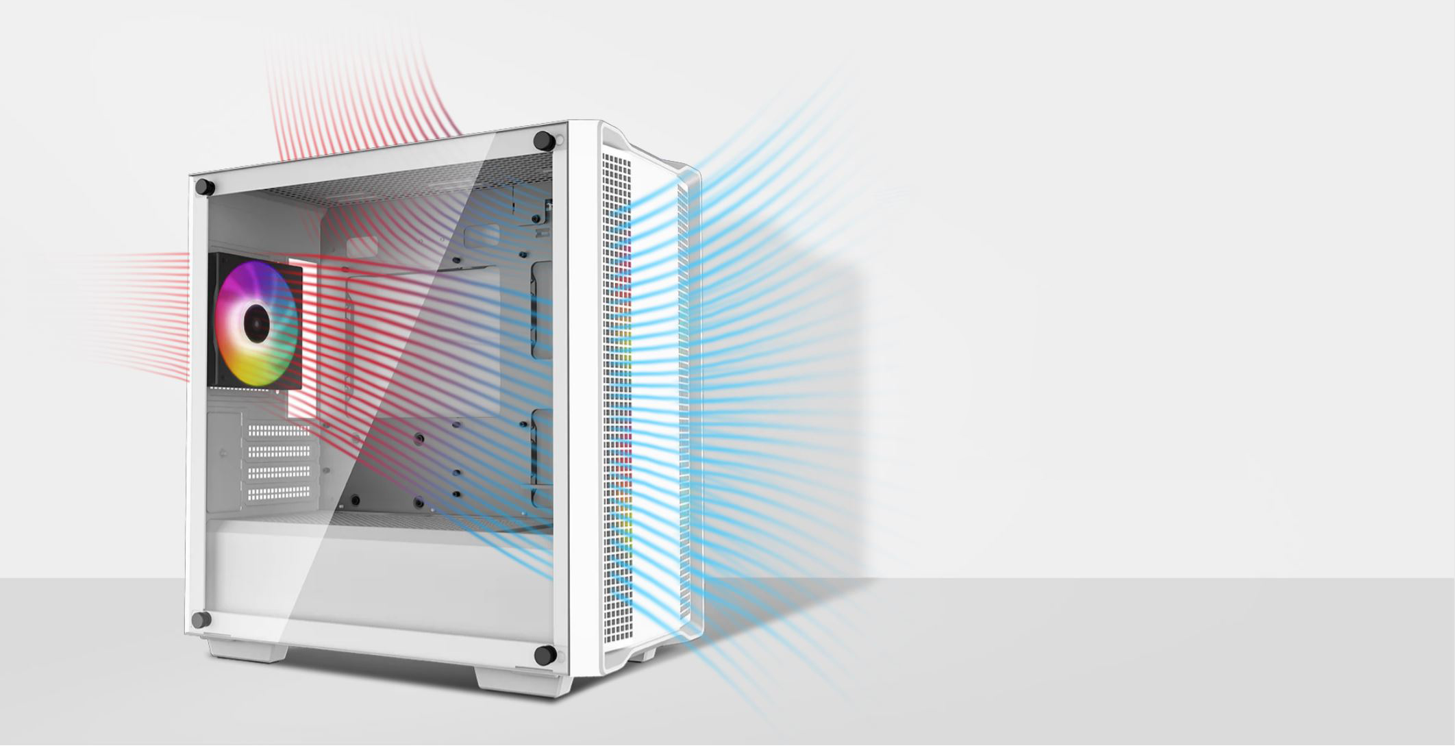 DeepCool CC360 WH ARGB M-ATX Airflow case, 3x Pre-Installed 120mm ARGB ...