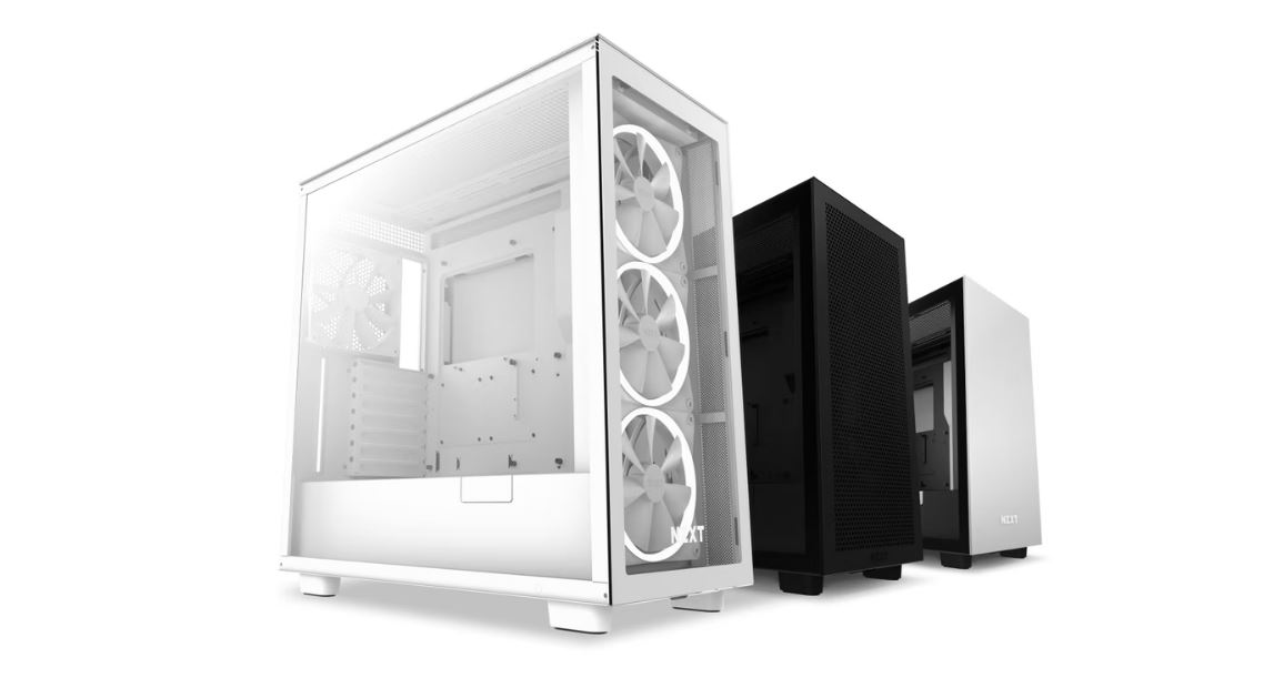 NZXT H7 Flow White - Mid-Tower Airflow PC Gaming Case - Tempered Glass ...