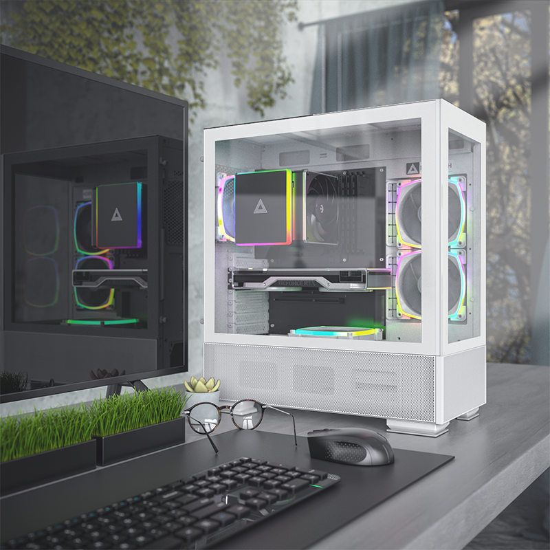 Montech Sky Two, Dual Tempered Glass, 4X PWM ARGB Fans Pre-Installed ...