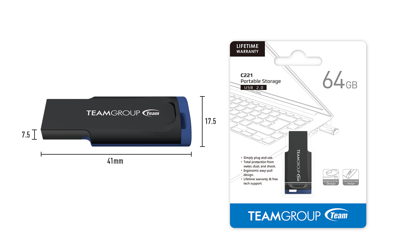 NeweggBusiness - Team Group 16GB C221 USB 2.0 Flash Drive (TC22116GN01)