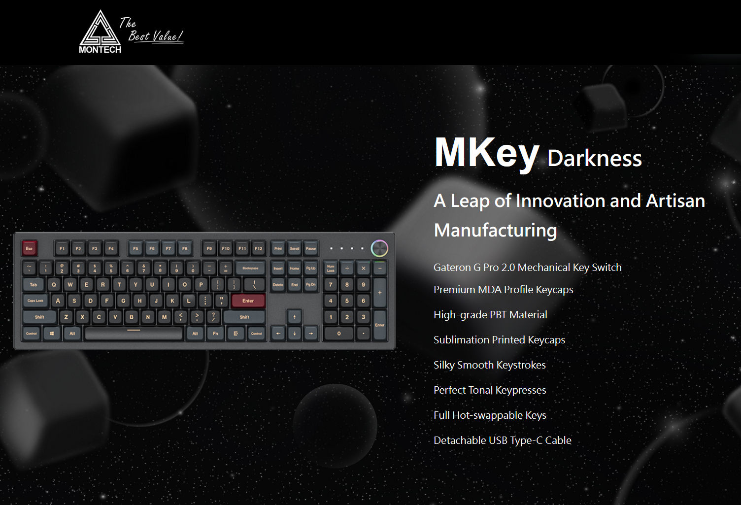 Montech MKey Mechanical Gaming Keyboard: Customizable RGB LED, Premium ...