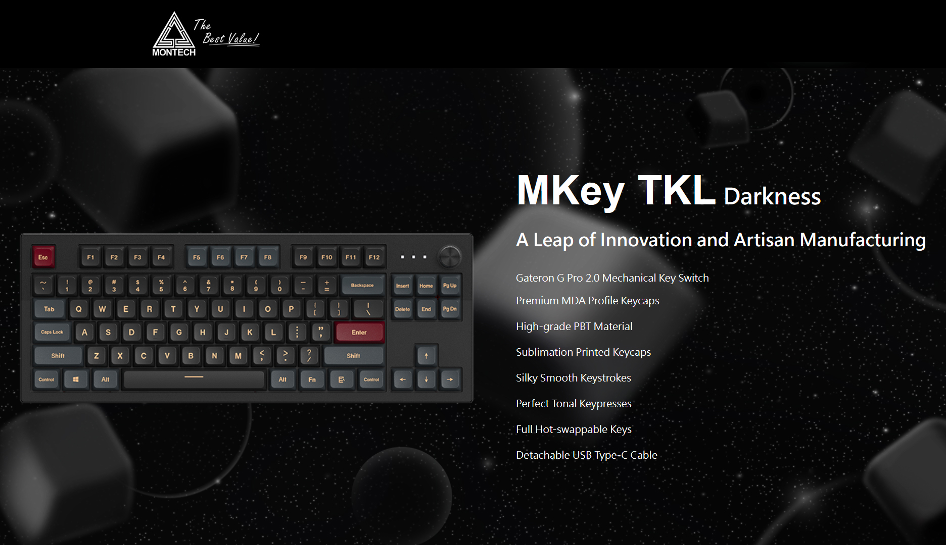 Montech MKey TKL Mechanical Gaming Keyboard: Customizable RGB LED ...