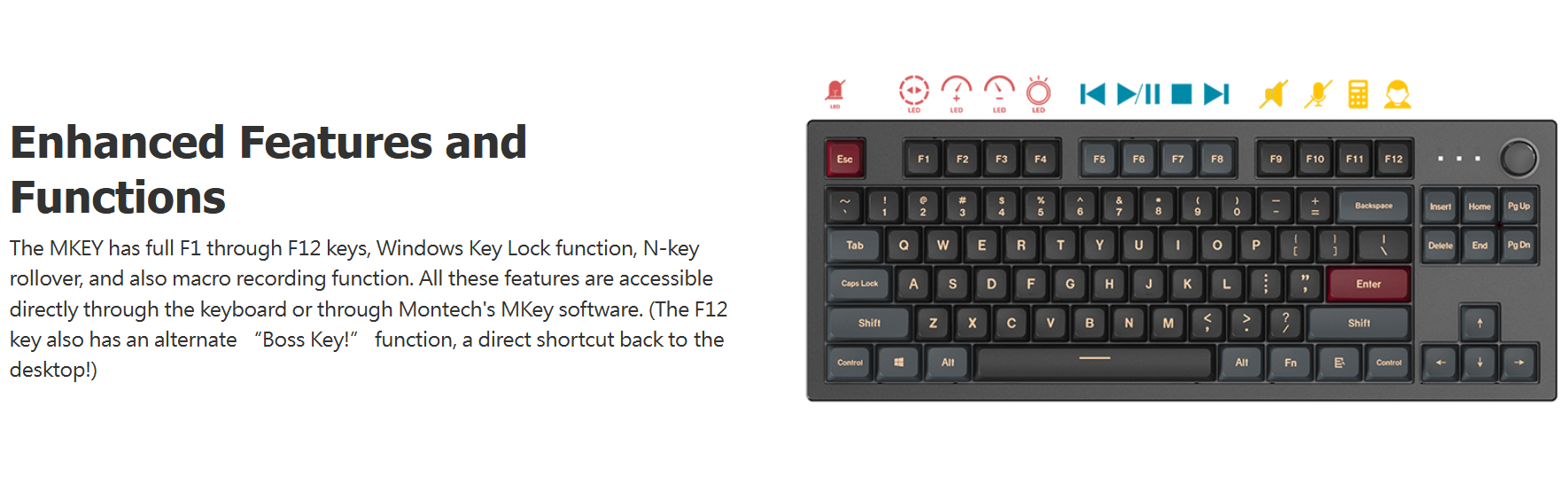 Montech MKey TKL Mechanical Gaming Keyboard: Customizable RGB LED ...