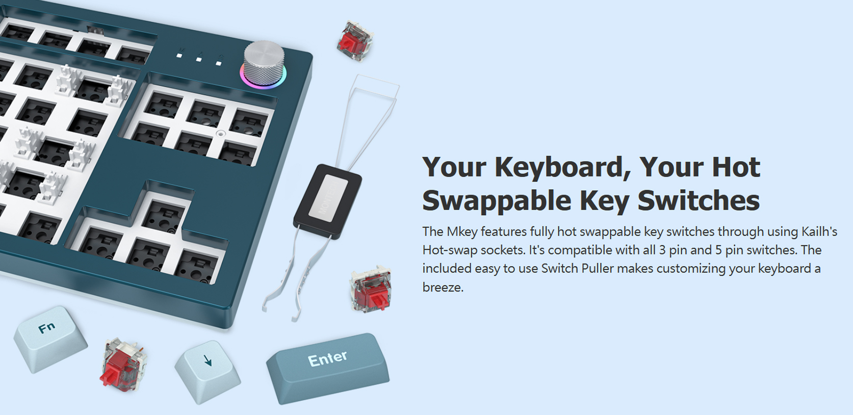 Montech MKey TKL Mechanical Gaming Keyboard: Customizable RGB LED ...