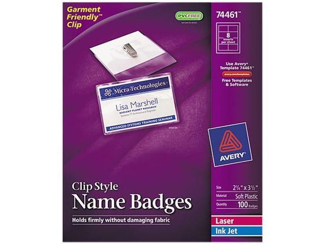 Avery 74461 Badge Holders W Laser Inkjet Inserts Top Load 2 1 4 X 3 1 