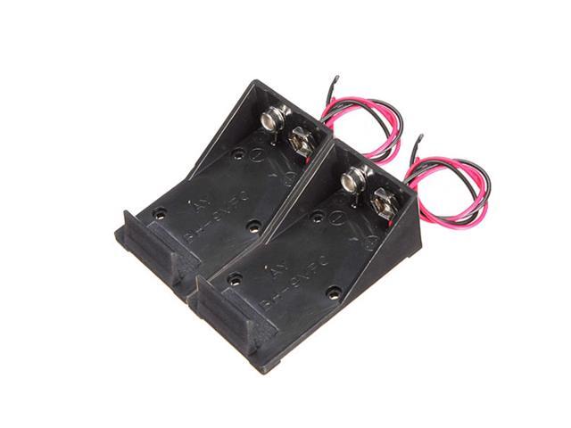 2 PCS DC 9 Volt 9V Battery Box Single Slots Holder Case With Wire Lead ...