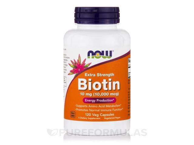 Biotin 10 mg (Extra Strength) - 120 Veg Capsules by NOW - Newegg.com