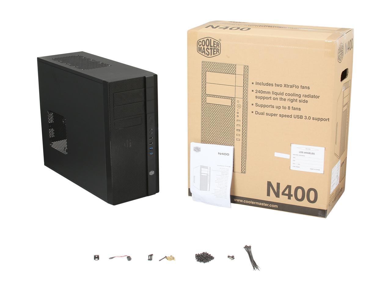 Cooler Master N400 NSE-400-KKN2 N-Series Mid Tower Computer Case with ...