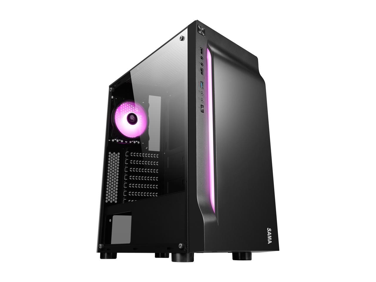 SAMA Sama-Line-ARGB Black Steel / Tempered Glass ATX Mid Tower Computer ...