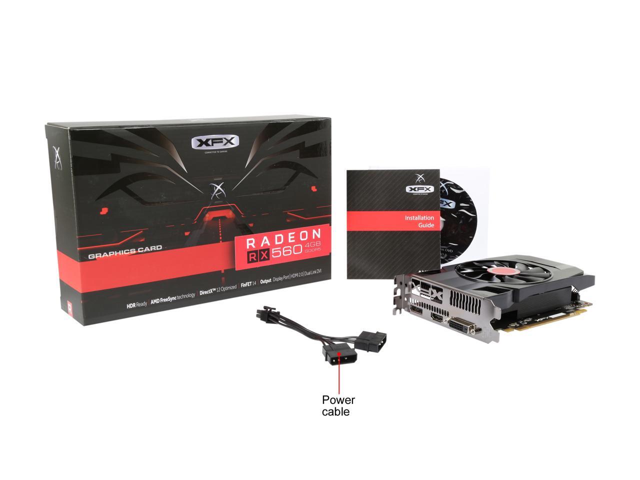 XFX Radeon RX 560 DirectX 12 RX-560P4SFG5 4GB 128-Bit DDR5 PCI Express ...