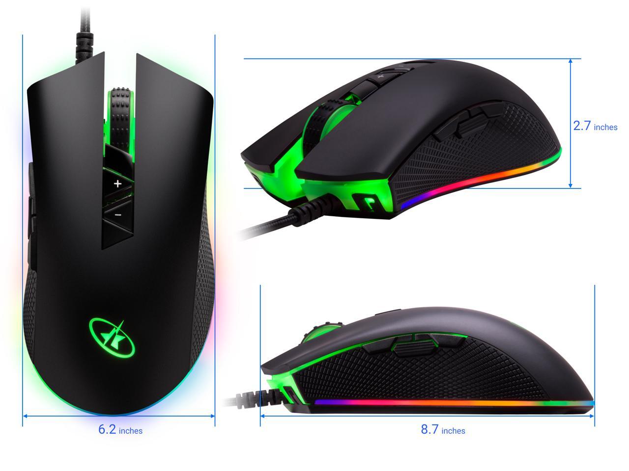 Rosewill NEON M60 RGB Gaming Mouse, 12000 dpi, Ergonomic Optical Wired ...