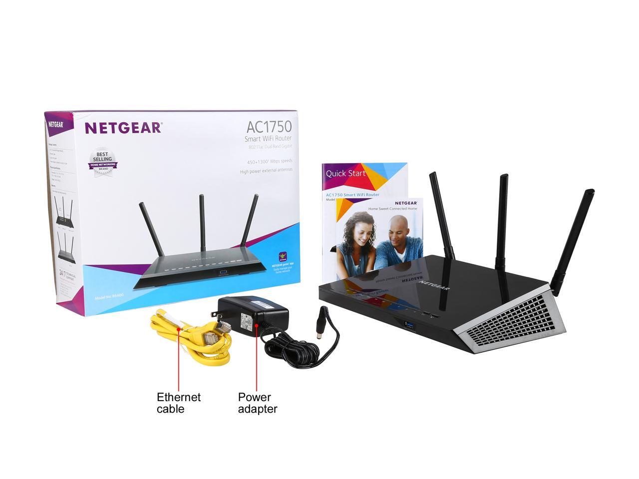 NETGEAR R6400-100NAS AC1750 Smart Wi-Fi Dual Band Gigabit Router ...