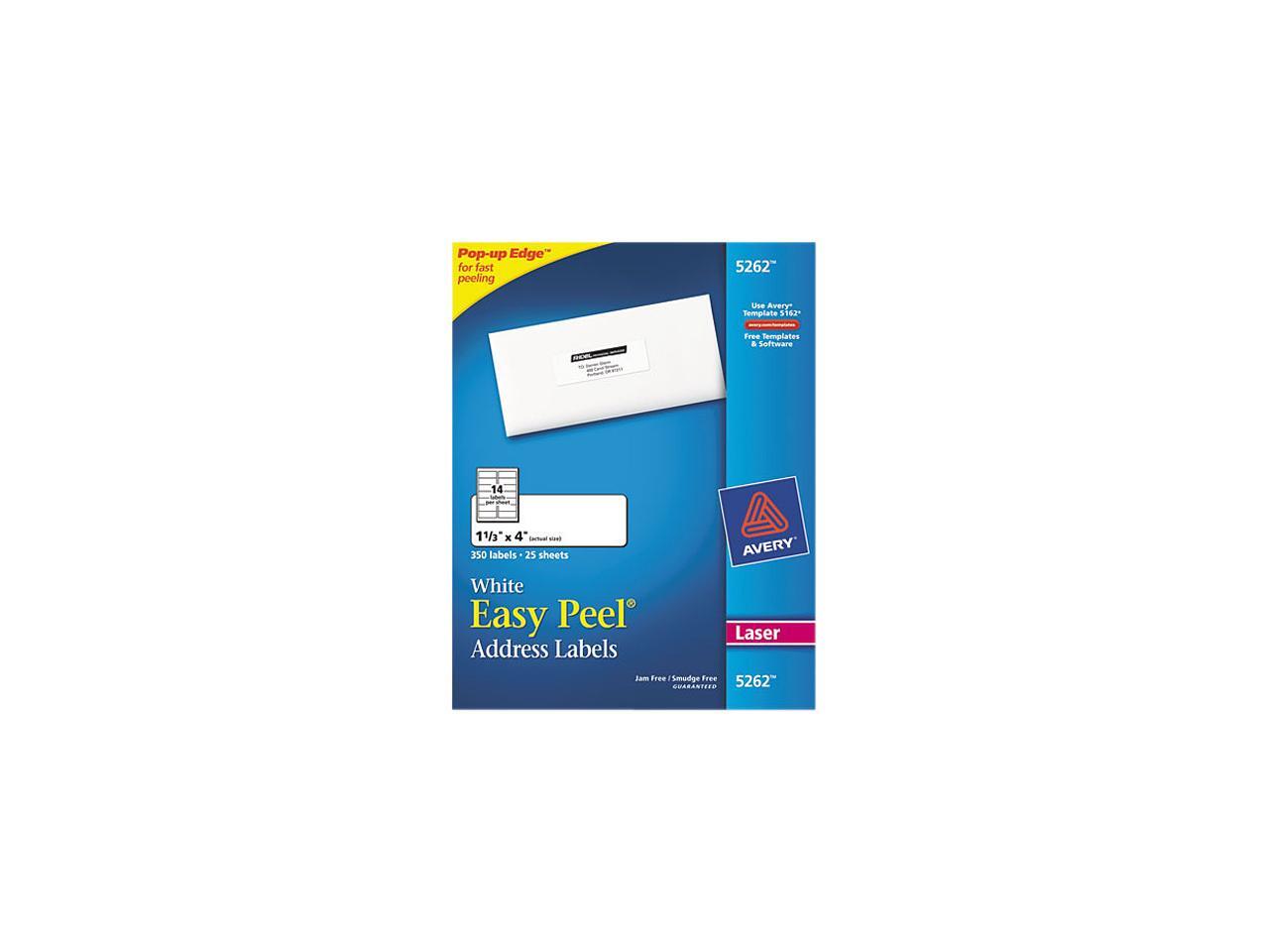 Avery 5262 Easy Peel Laser Address Labels 1 1 3 X 4 White 350 Pack 