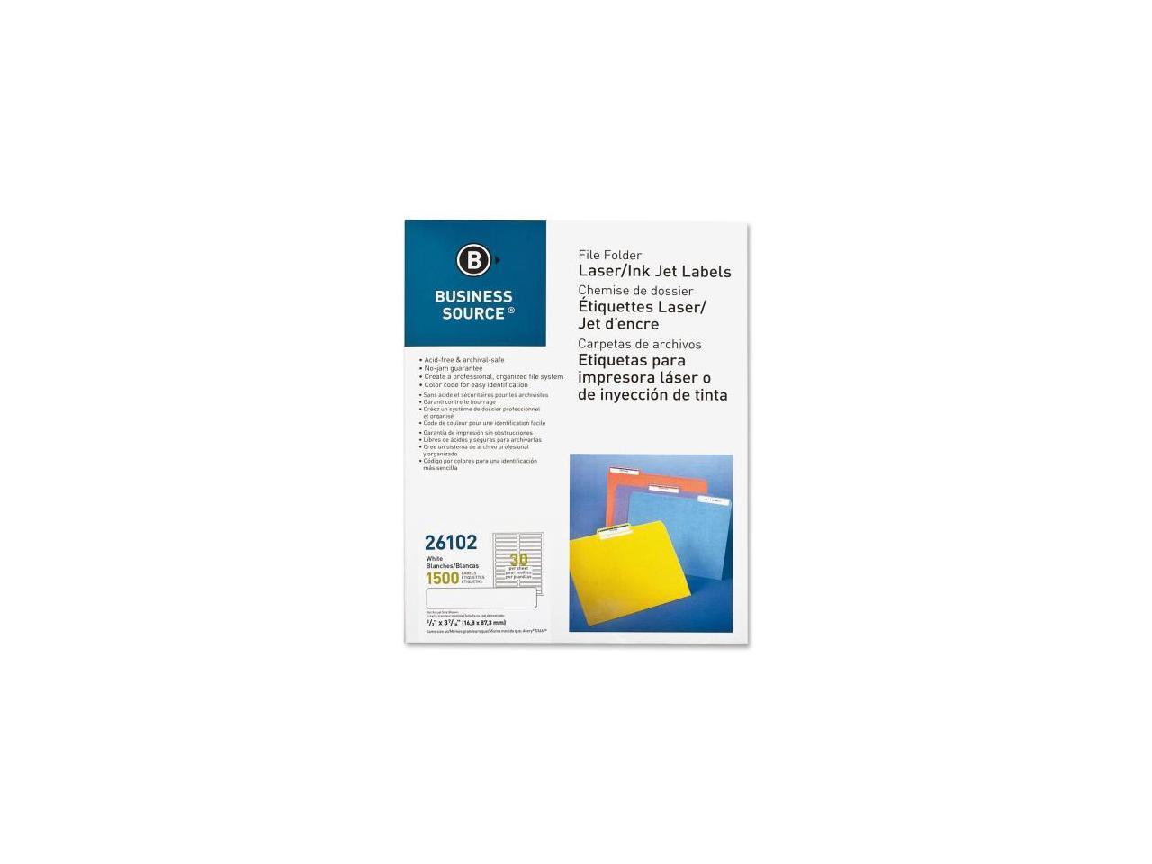 Business Source File Folder Labels Laser Inkjet 2 3 x3 7 16 1500 PK 